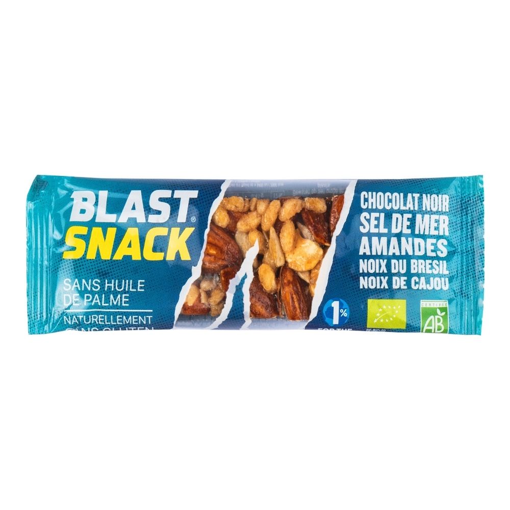 Barre Energétique Chocolat Noir Sel de Mer Amandes Bio - Blast Snack ...