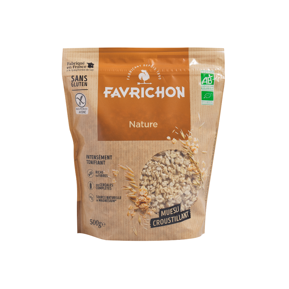 Müesli Croustillant Nature sans gluten Bio Favrichon 500g