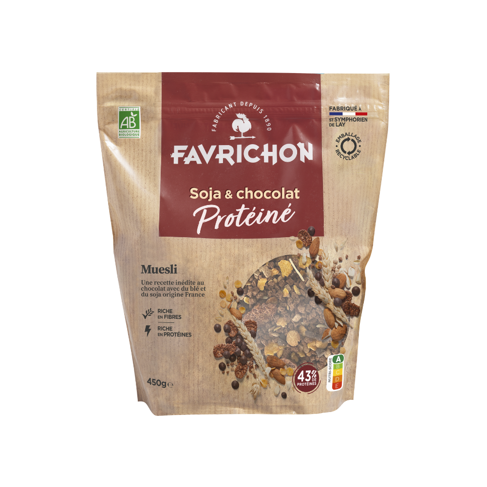 Muesli Protéiné Soja et Chocolat Bio Favrichon - La Fourche