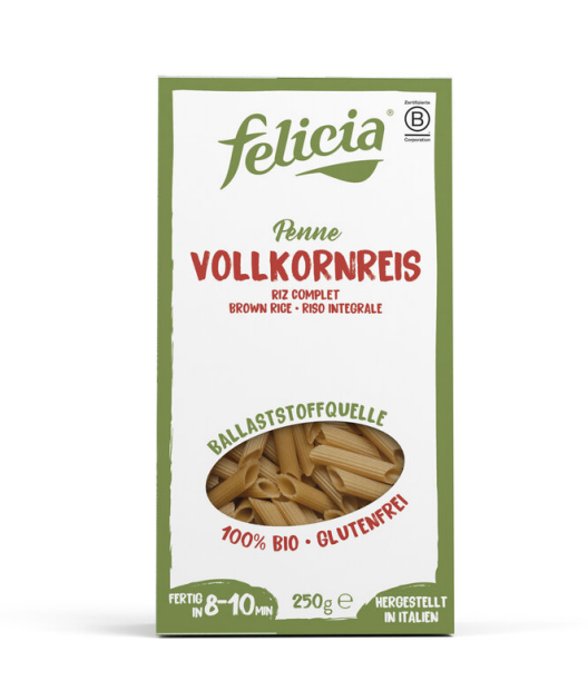 Penne au Riz Complet Sans Gluten Bio - Felicia