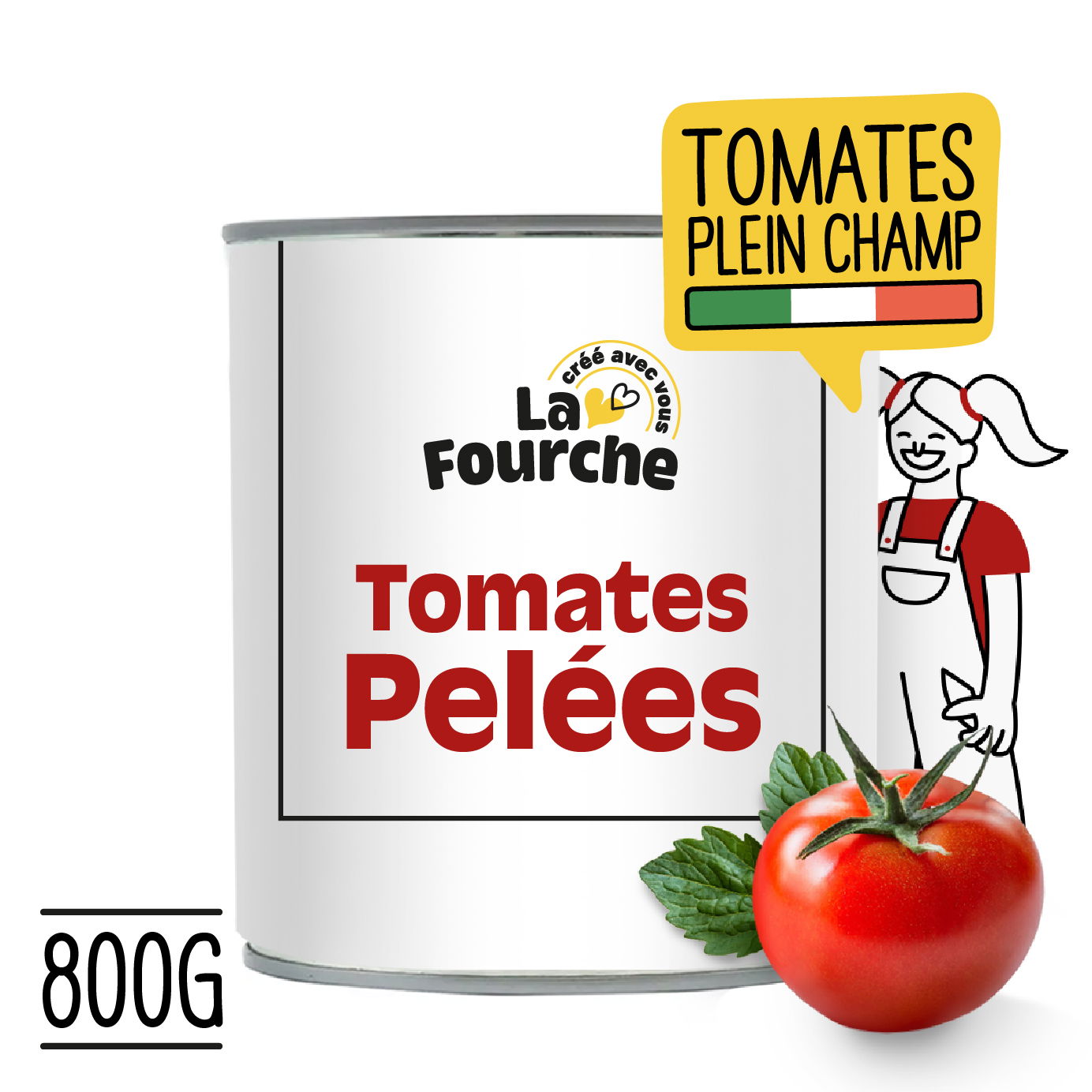 Tomates Pelées Bio (800g) - La Fourche