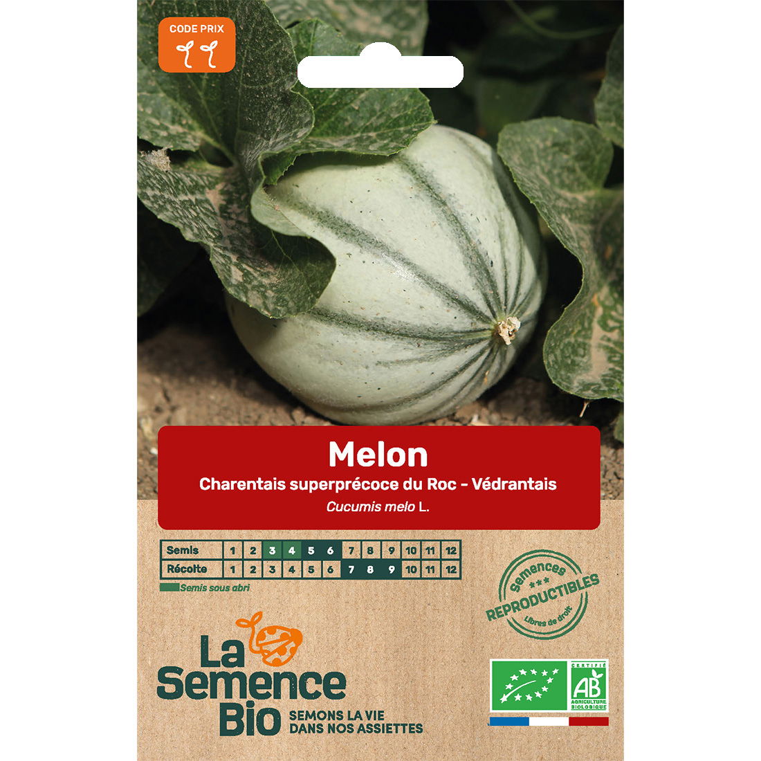 Graines Bio de Melon Charentais Précoce Du Roc - 0,5g - La Semence Bio