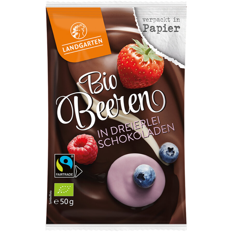 Bio Beeren Mix in dreierlei Schokolade, glutenfrei
