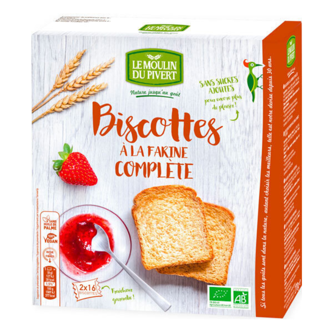 Biscottes Complètes Bio Le Moulin Du Pivert 280g - La Fourche