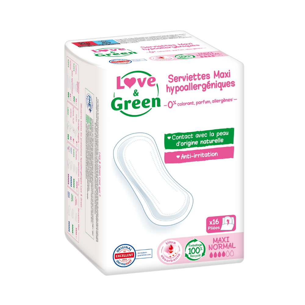 Serviettes MAXI Normal - x16 - Love and Green
