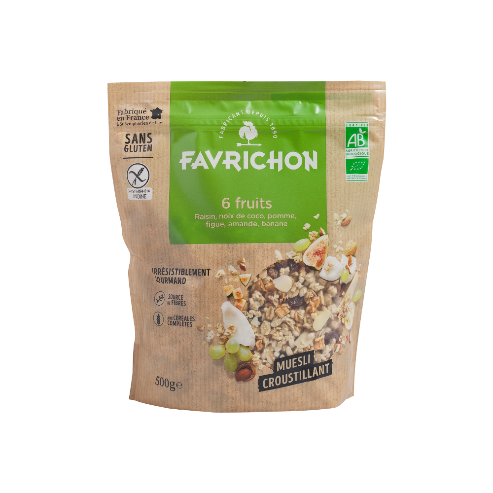 Muesli Croustillant 6 Fruits Sans Gluten Bio Favrichon 500g