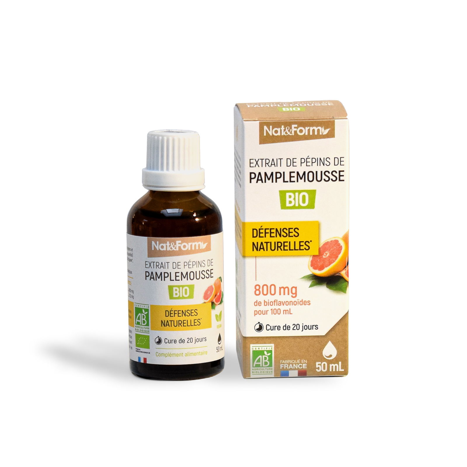 Extrait De Pépins De Pamplemousse Bio 800mg Nat et Form