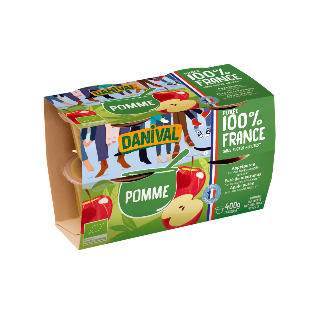 Purée Pommes Origine 100% France Bio - 4x100g - La Fourche