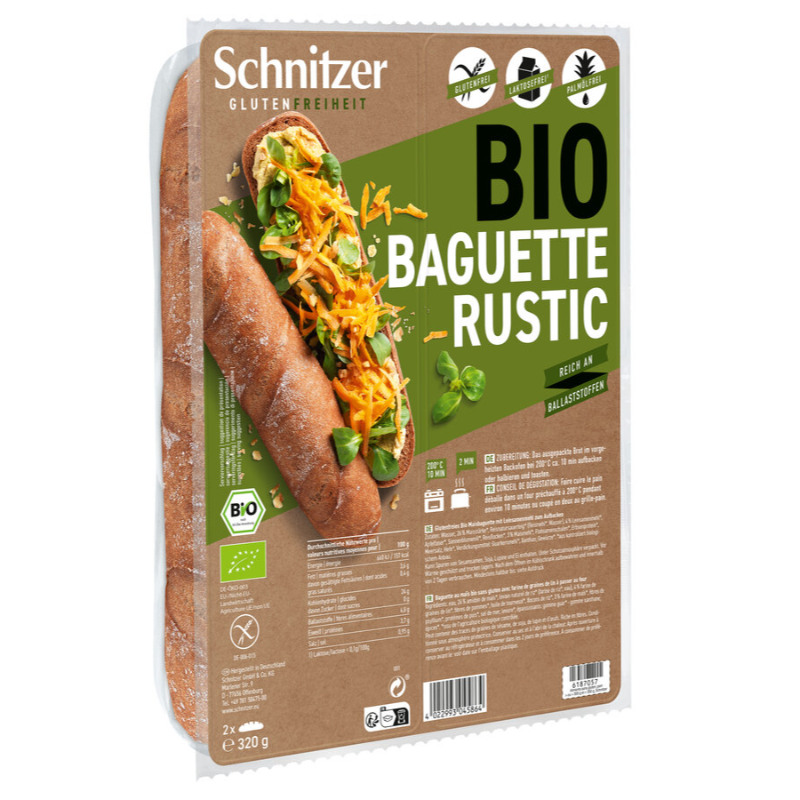 Bio Baguette Rustic Maisbaguette mit Leinsamenmehl, glutenfrei