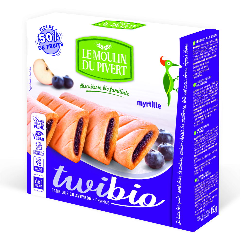 Twibio Fourrés à la Myrtille Le Moulin Du Pivert 150g - La Fourche